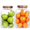 LEAVES AND TREES Y Thicken Glass Storage Jar Canisters with Wooden Lid ...