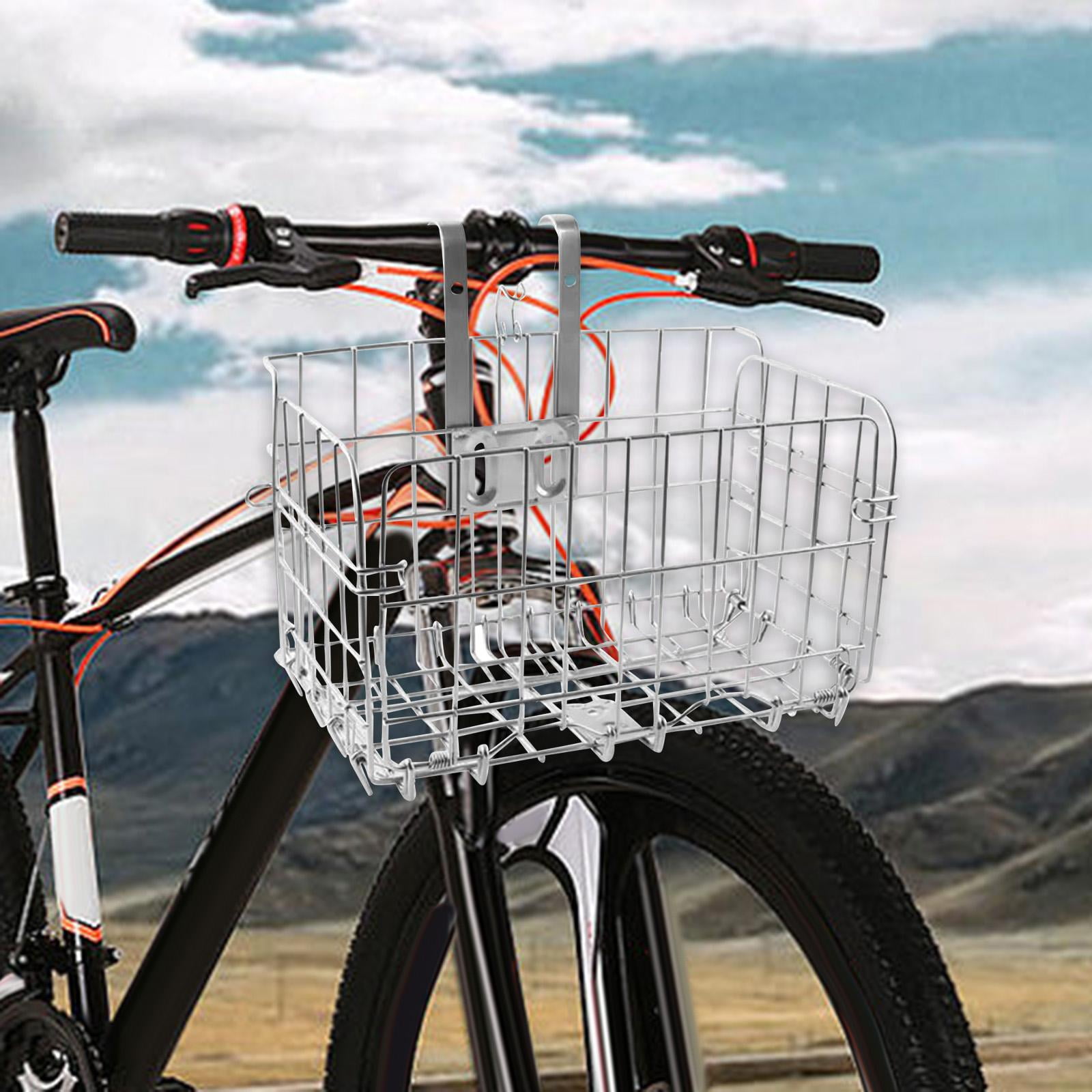 Thicken Metal Front Handlebar Bike Basket Detachable Small Pet Carrier ...