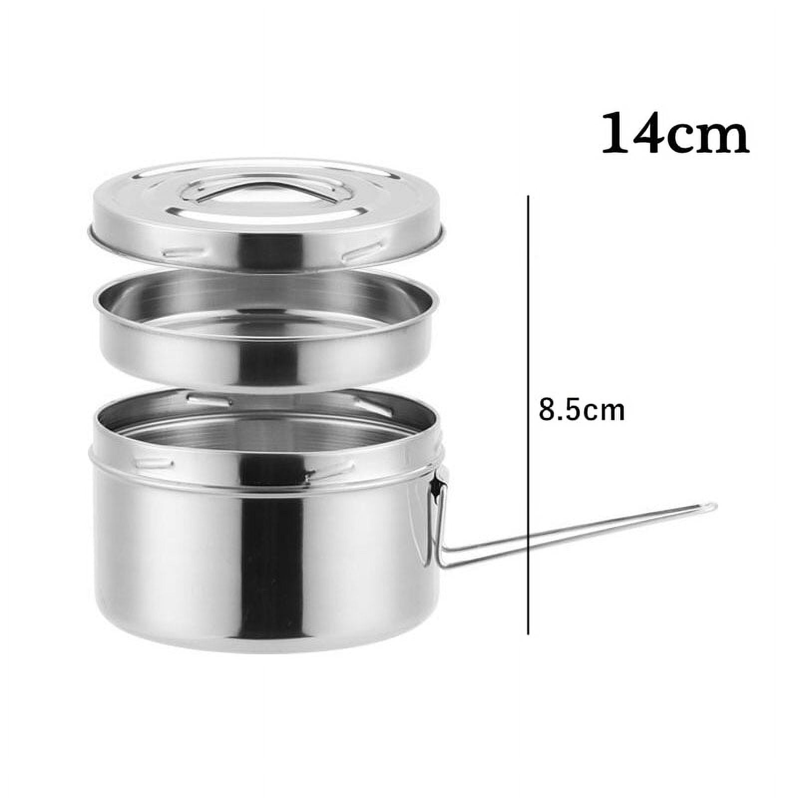 Thicken Stainless Steel Round Lunch Box Multipurpose Portable Bento ...
