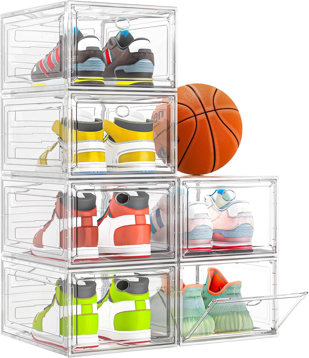 Thicken & Sturdy Clear Shoe Storage Organizer with Magnetic Door ...