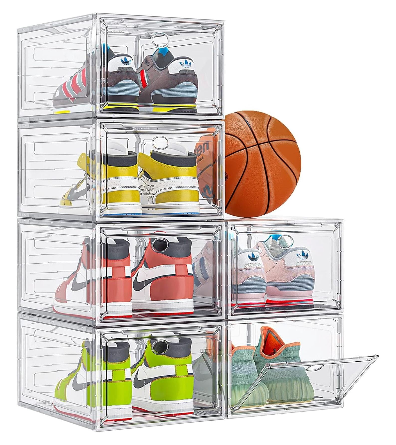 Thicken & Sturdy Clear Shoe Storage Organizer with Magnetic Door ...