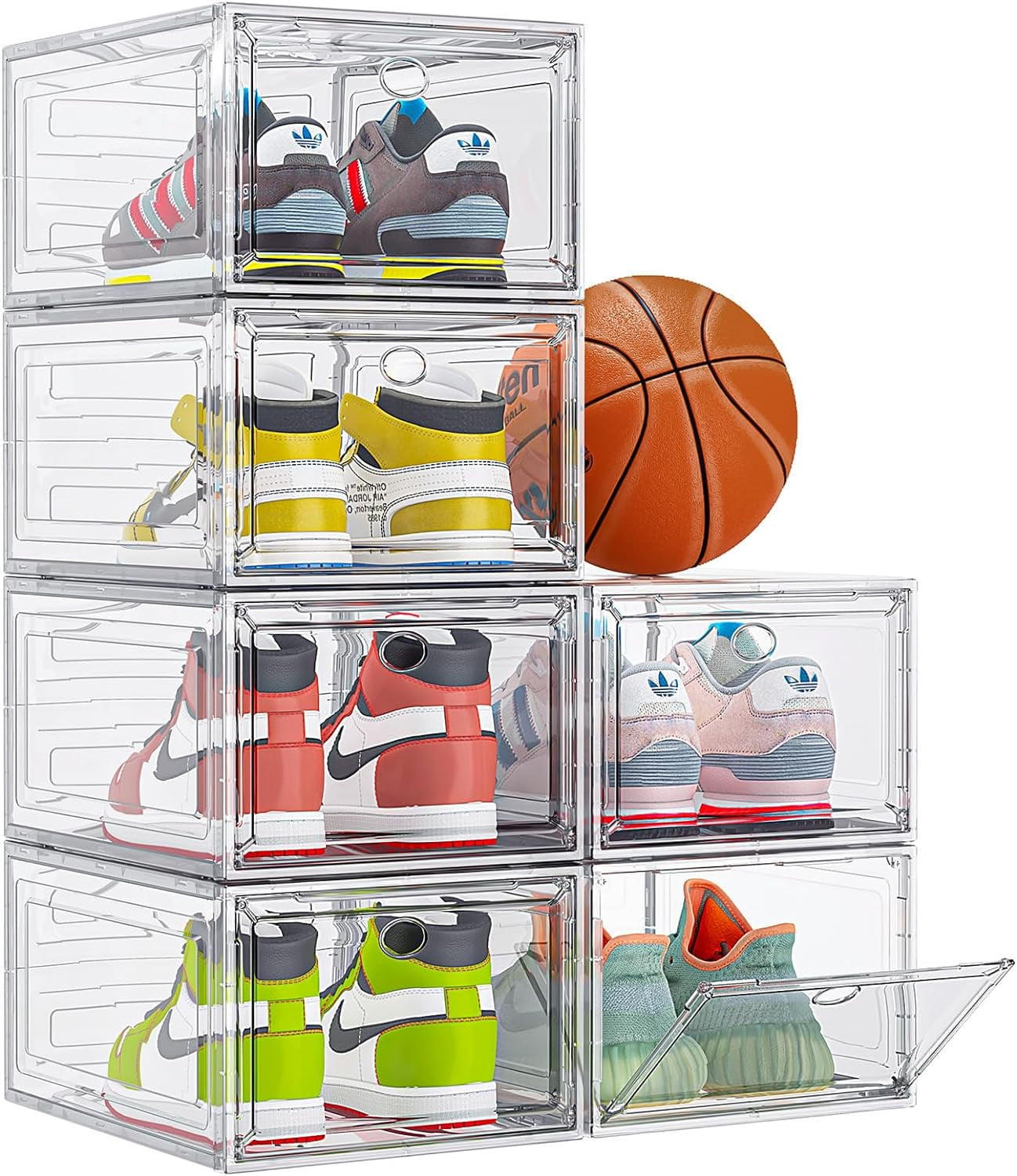Thicken & Sturdy Clear Shoe Storage Organizer with Magnetic Door ...