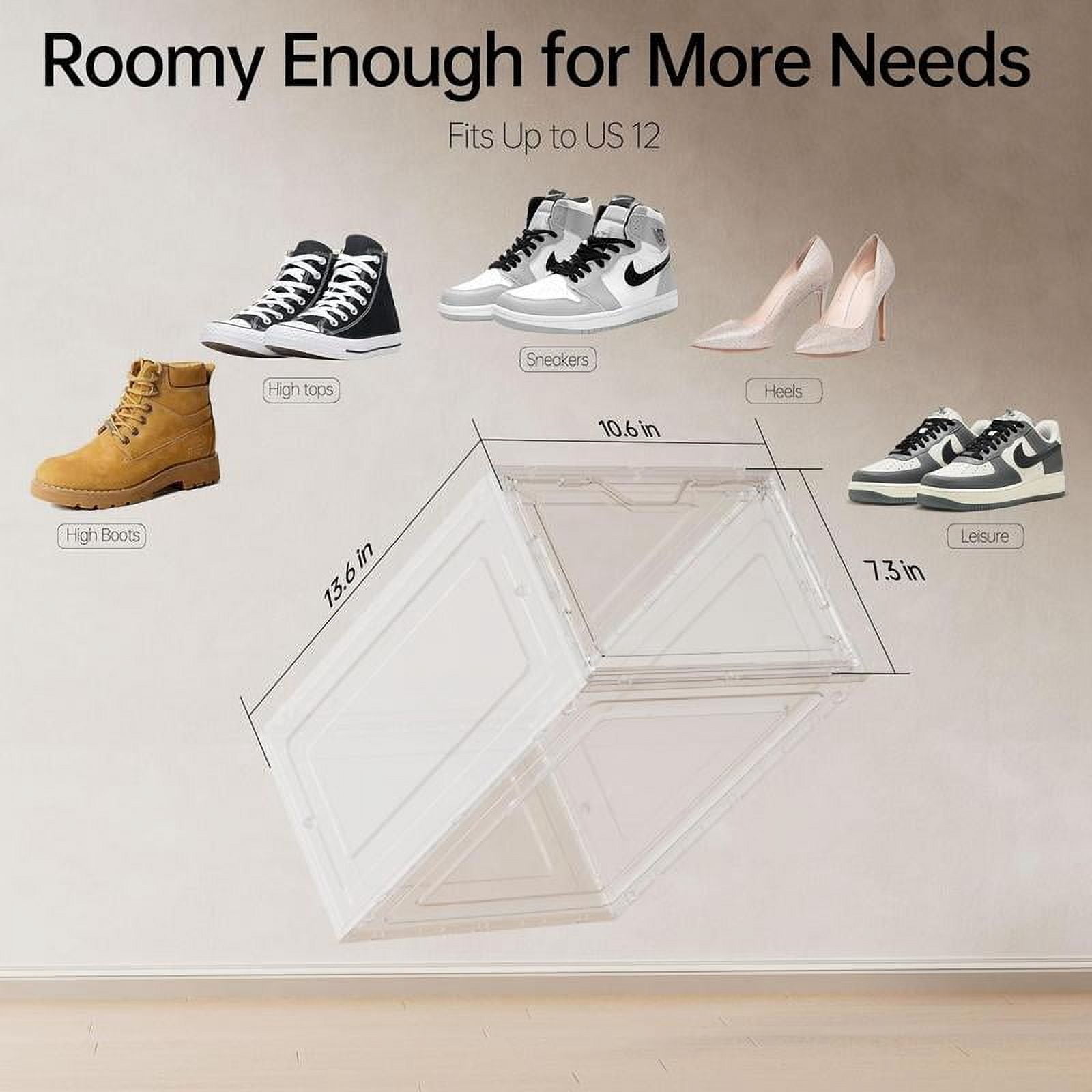 Thicken & Sturdy Clear Shoe Storage Organizer with Magnetic Door ...