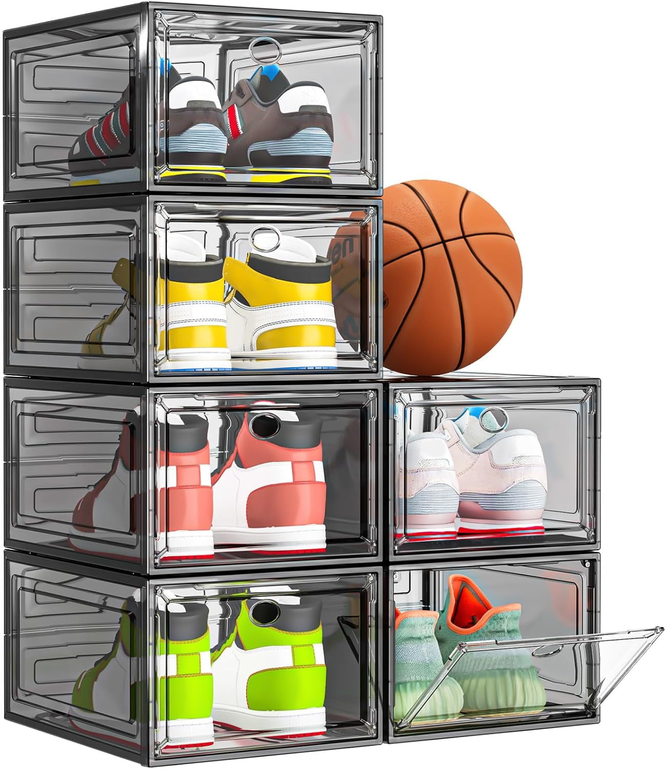 Thicken & Sturdy Clear Shoe Storage Organizer with Magnetic Door ...