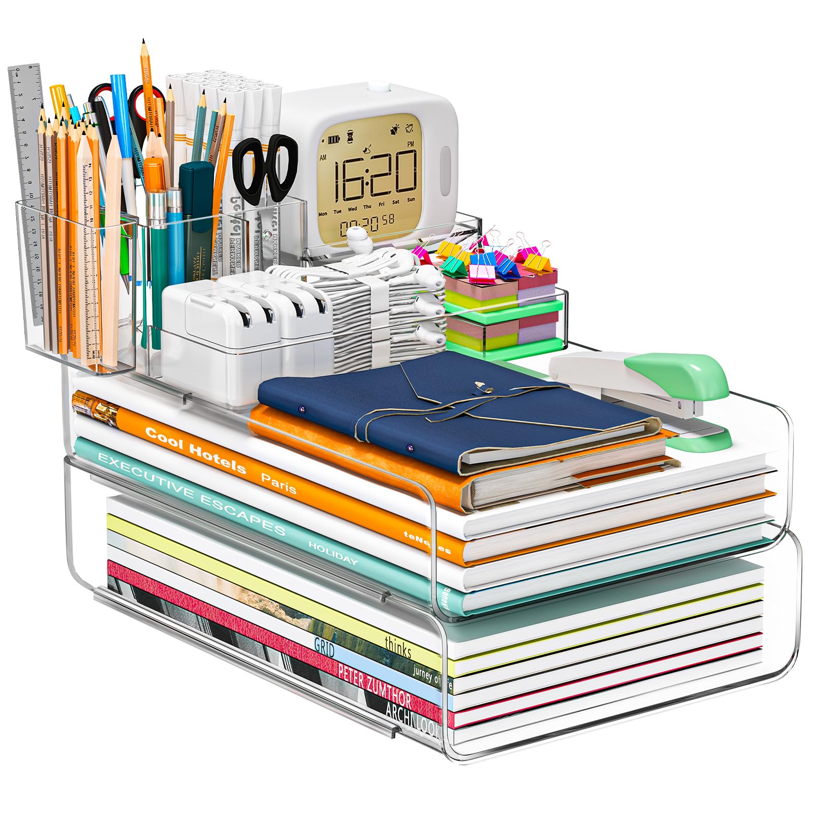 Thicken & Sturdy Stackable Desk Organizer - Acrylic Paper Organizer ...