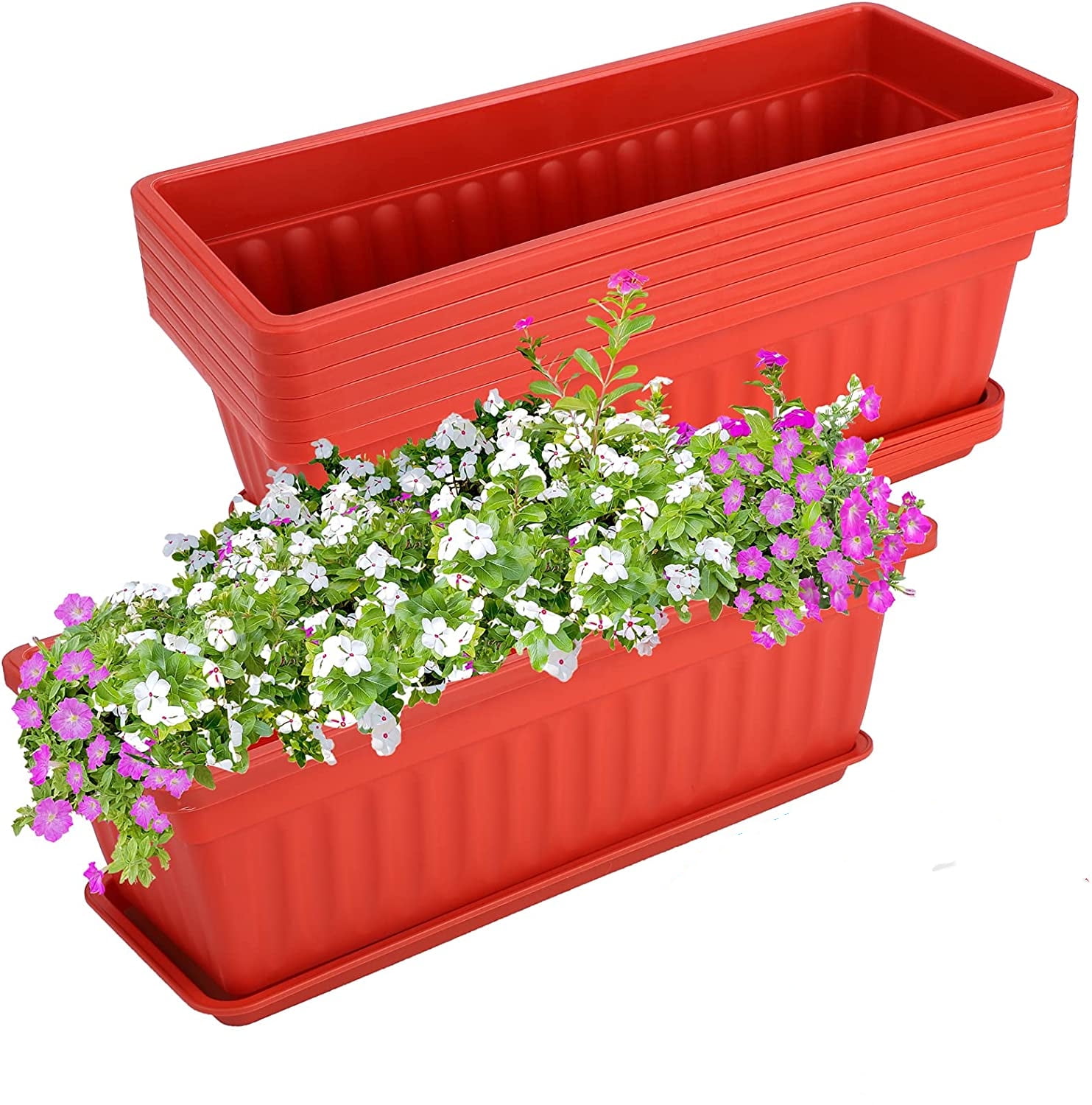 Thicken Window Box Planter, 1 Pack Plastic Vegetable Flower Planters ...