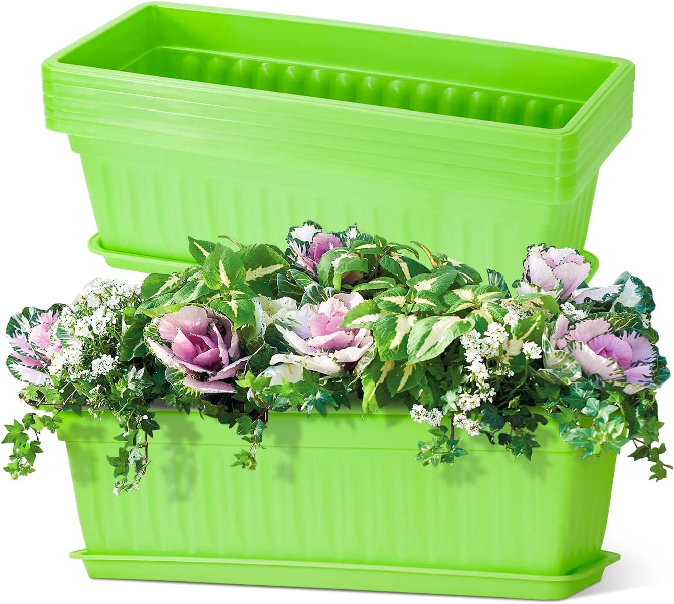 Thicken Window Box Planter, 1 Pack Plastic Vegetable Flower Planters ...