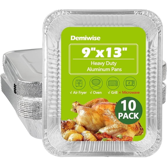 Thickened 10 Pack Heavy Duty Aluminum Pans with Lids, 9x13 Aluminum ...