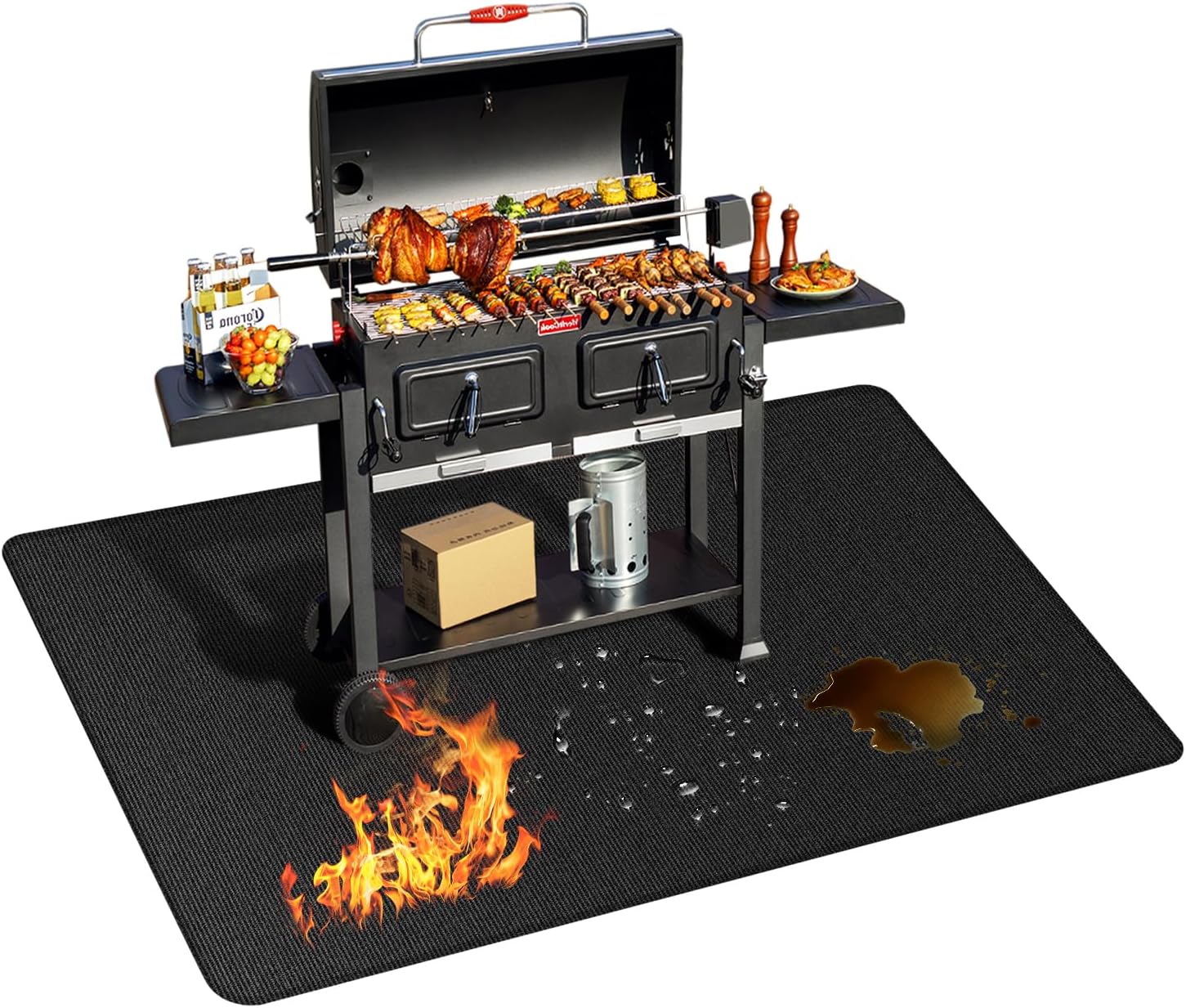 Thickened 48 x 30 inches Under Grill Mats for Outdoor Grill | Double ...