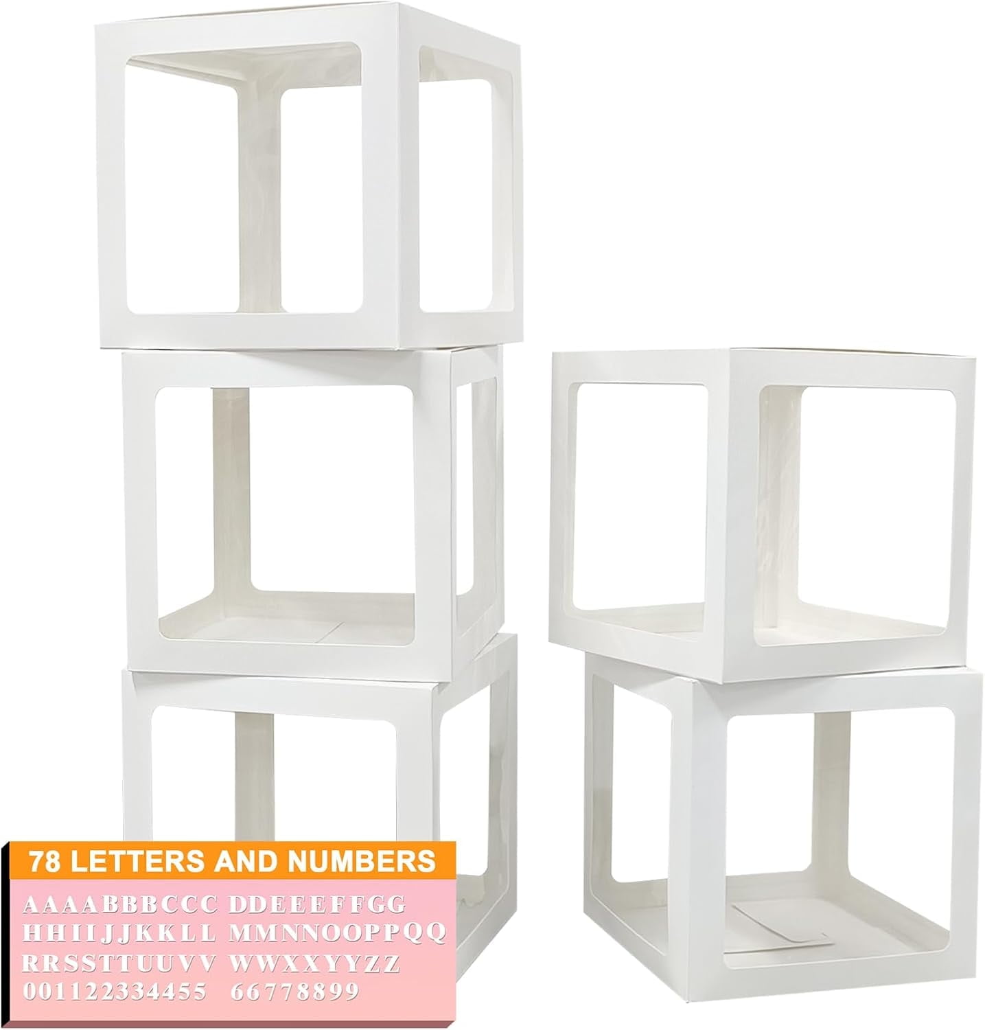 Thickened 5 PCs White Transparent Balloon Boxes with 78 Letters ...