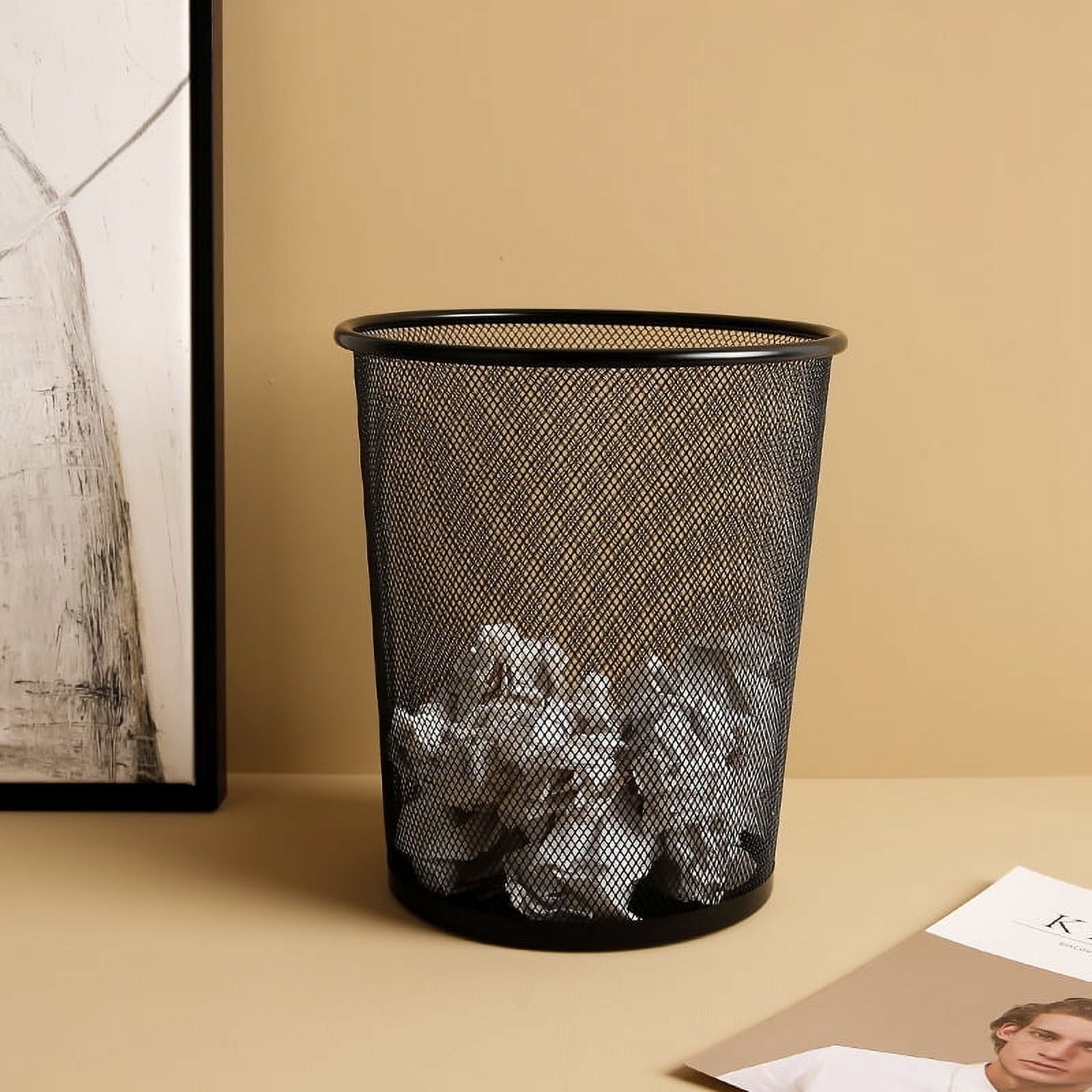 Thickened Anti-rust Iron Net Trash Bin Household Metal Trash Bin Office ...