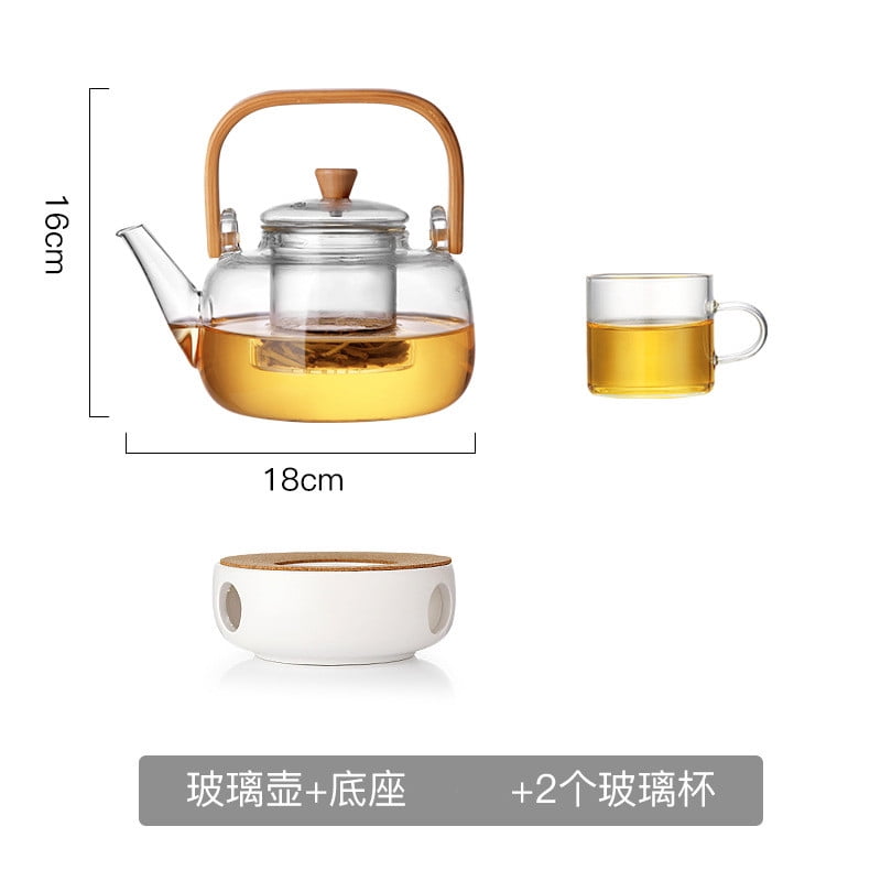 Thickened Borosilicate Glass Teapot With Bamboo Handle Independent Tea ...