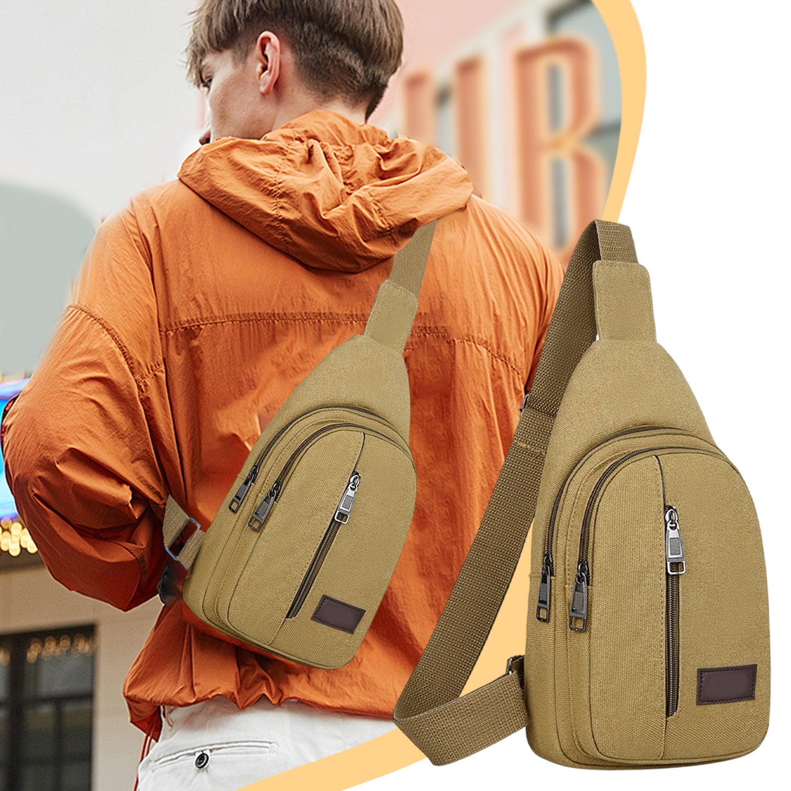 Thickened Canvas Chest Bag for Men,Large Capacity Crossbody Sling ...