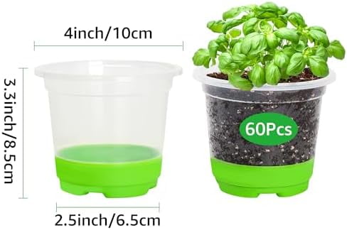 Thickened Clear Nursery Pots with Silicone Base for Easy Transplant 60 ...