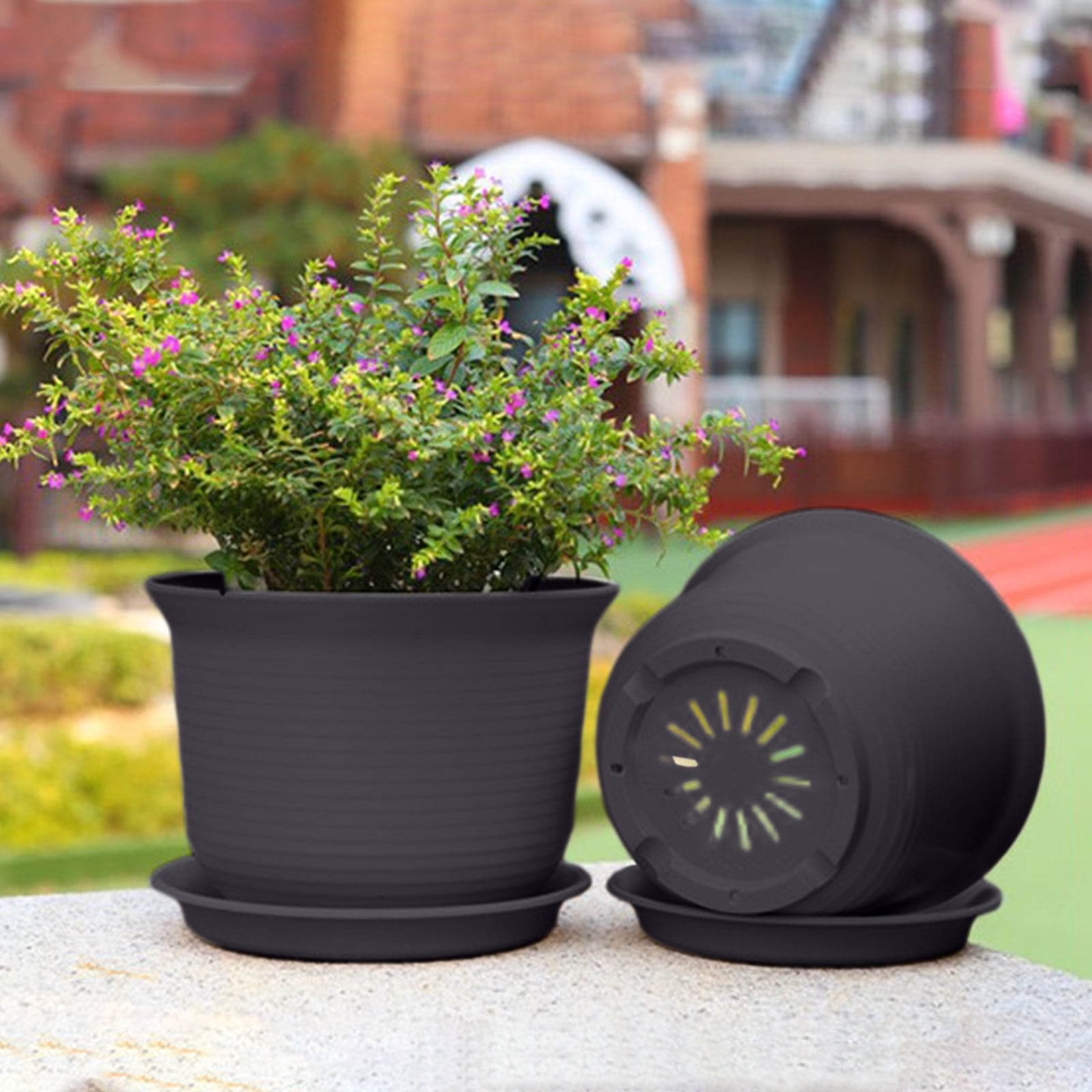 Thickened Plastic Flower Pot with Drainage Holes,Indoor Outdoor Plant ...
