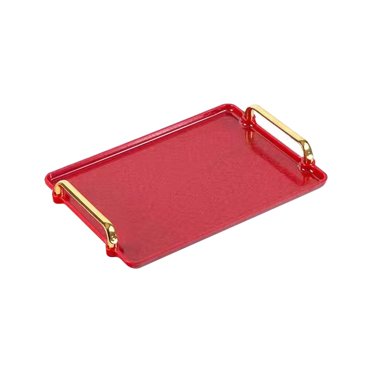 Metal Gold Rectangular Serving Tray with Oval Design and Handles ...