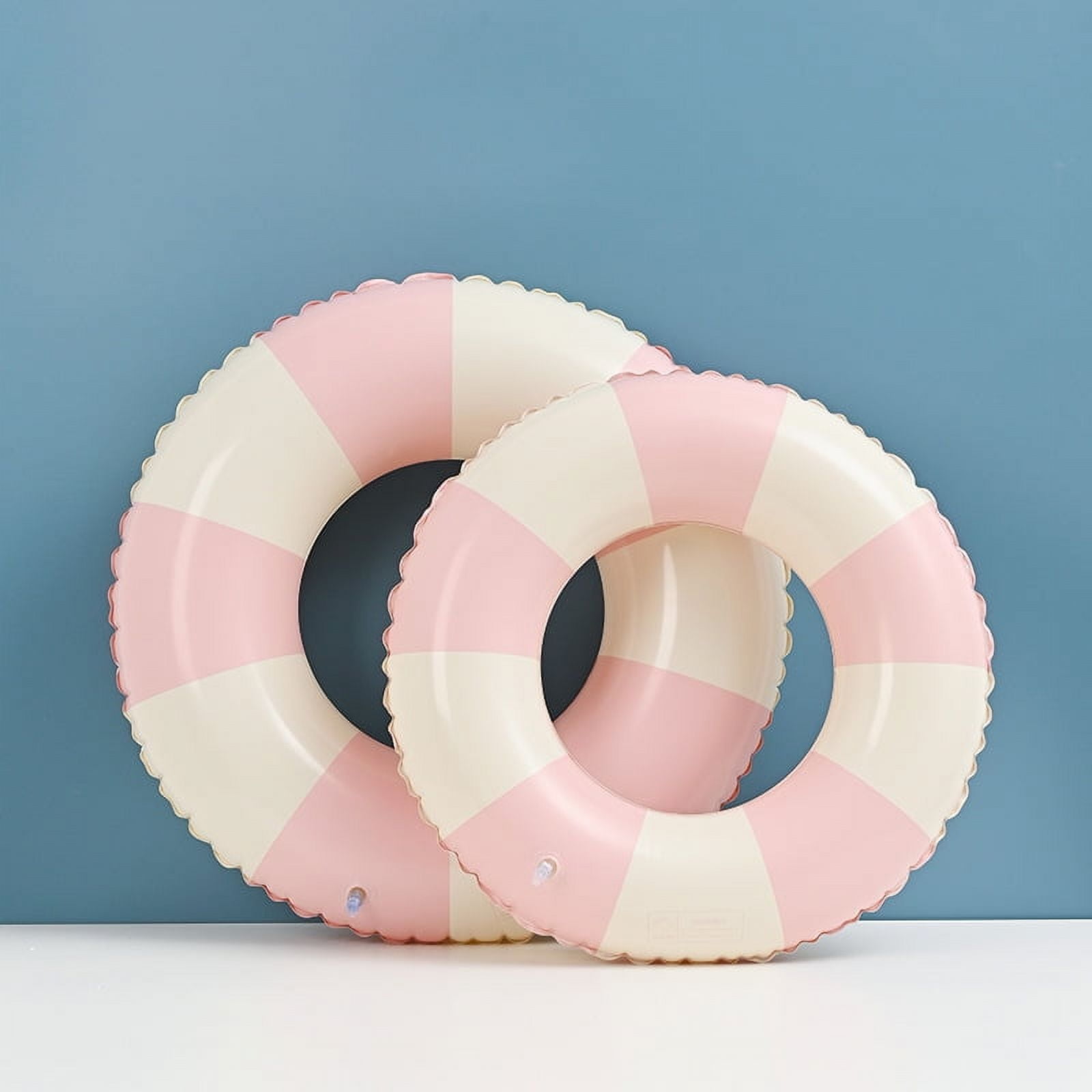 Thickened Pvc Retro Striped Swimming Ring, Solid Color Double Airbag ...