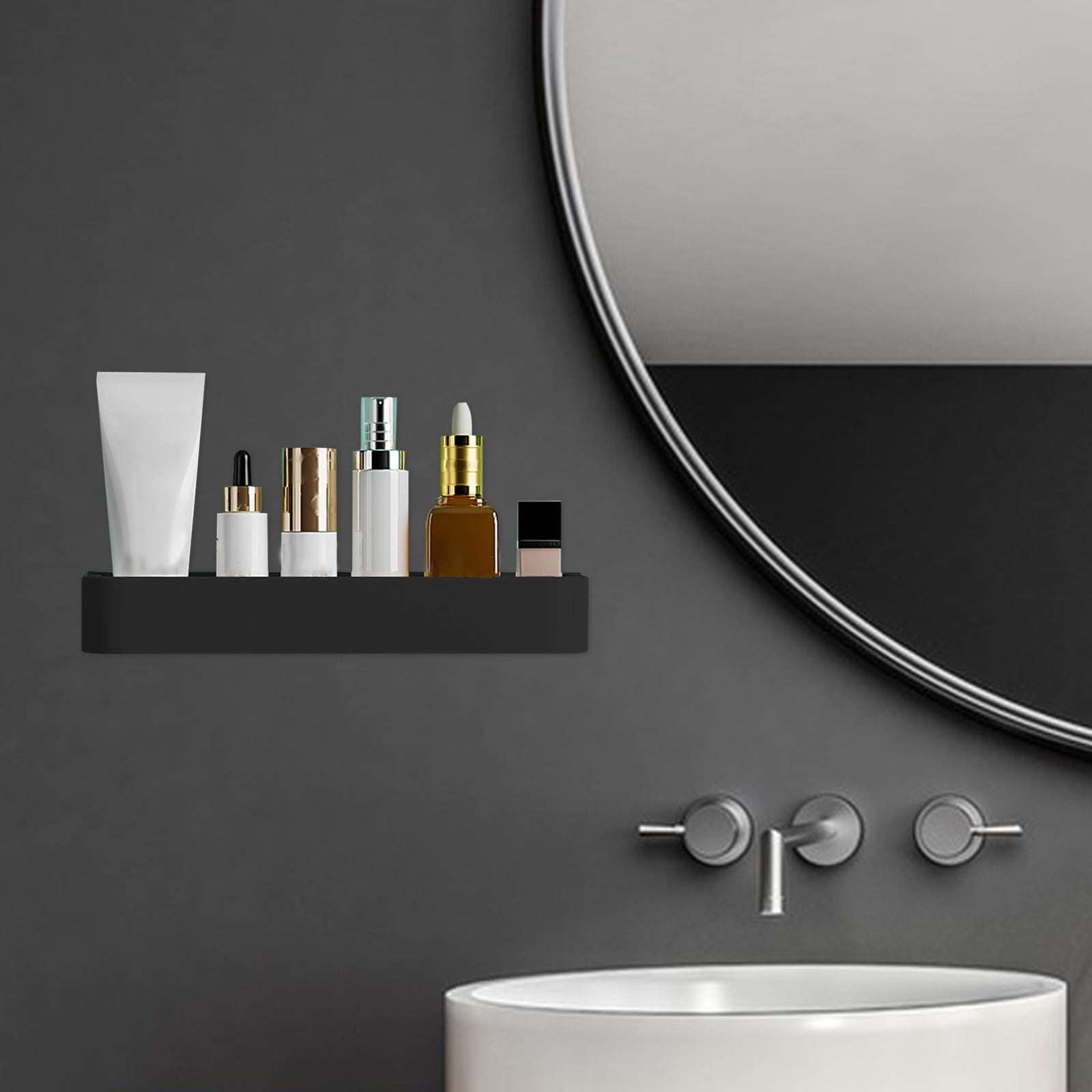 Thickened Space Aluminum Bathroom Storage Rack, Non Perforated Wall ...