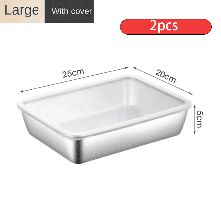Thickened Square Plate Stainless Steel Rectangular Food Storage Pan ...