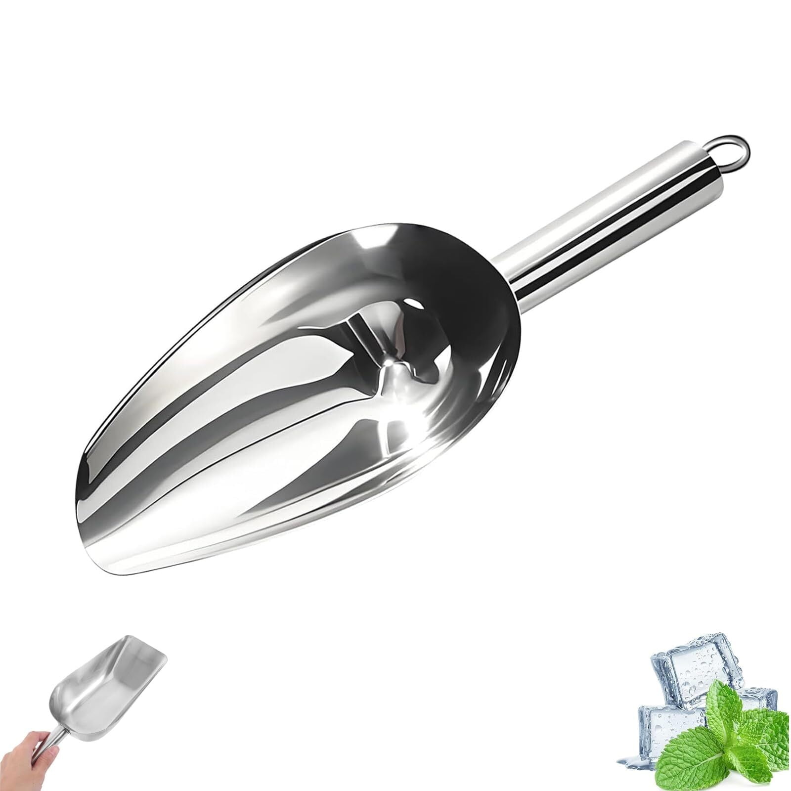 Thickened Stainless Steel Ice Scoop for Freezer Rice Scooper,Metal ...