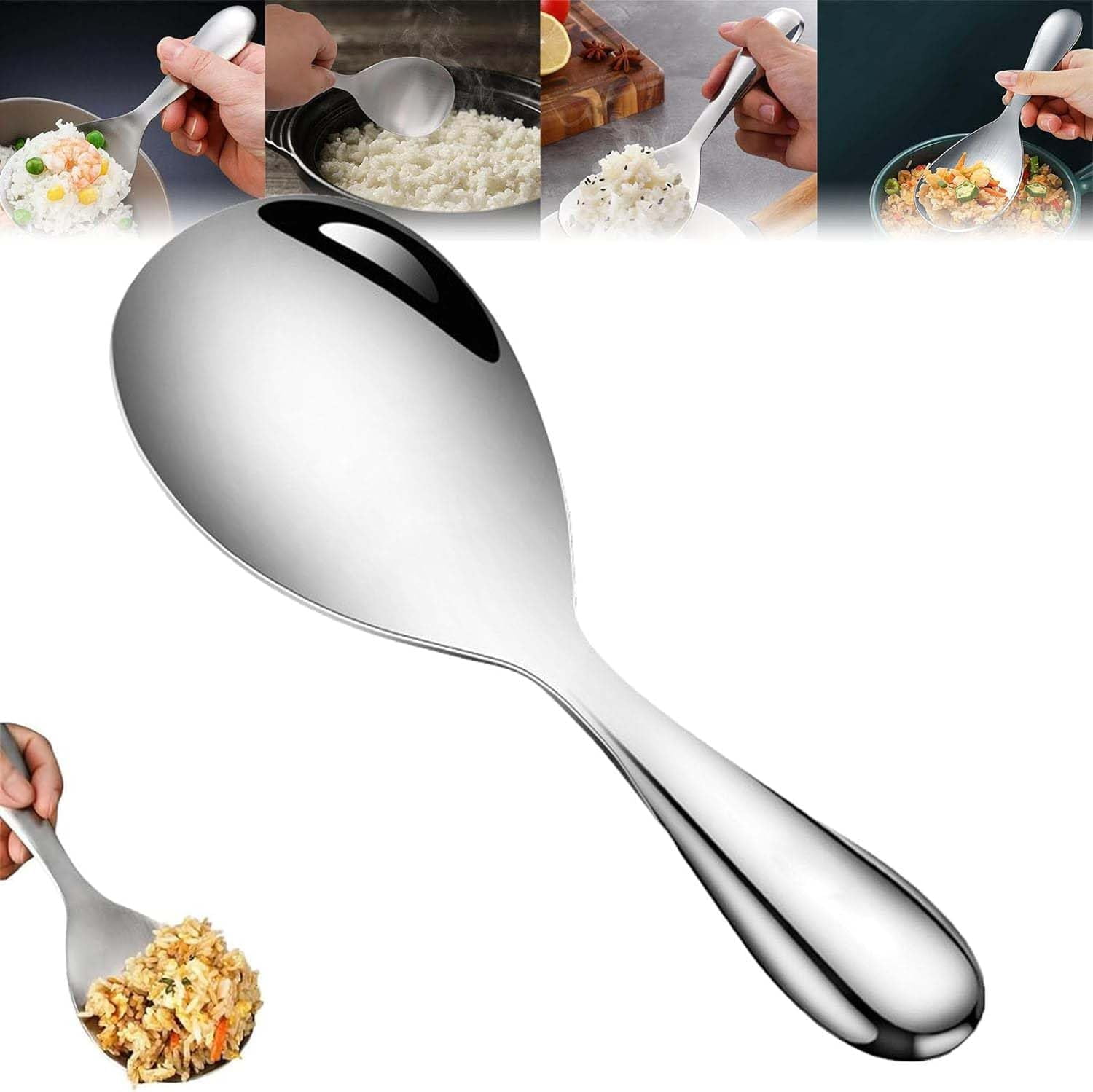 Thickened Stainless Steel Non-Stick Rice Spoon, Sturdy Rice Scooper No ...