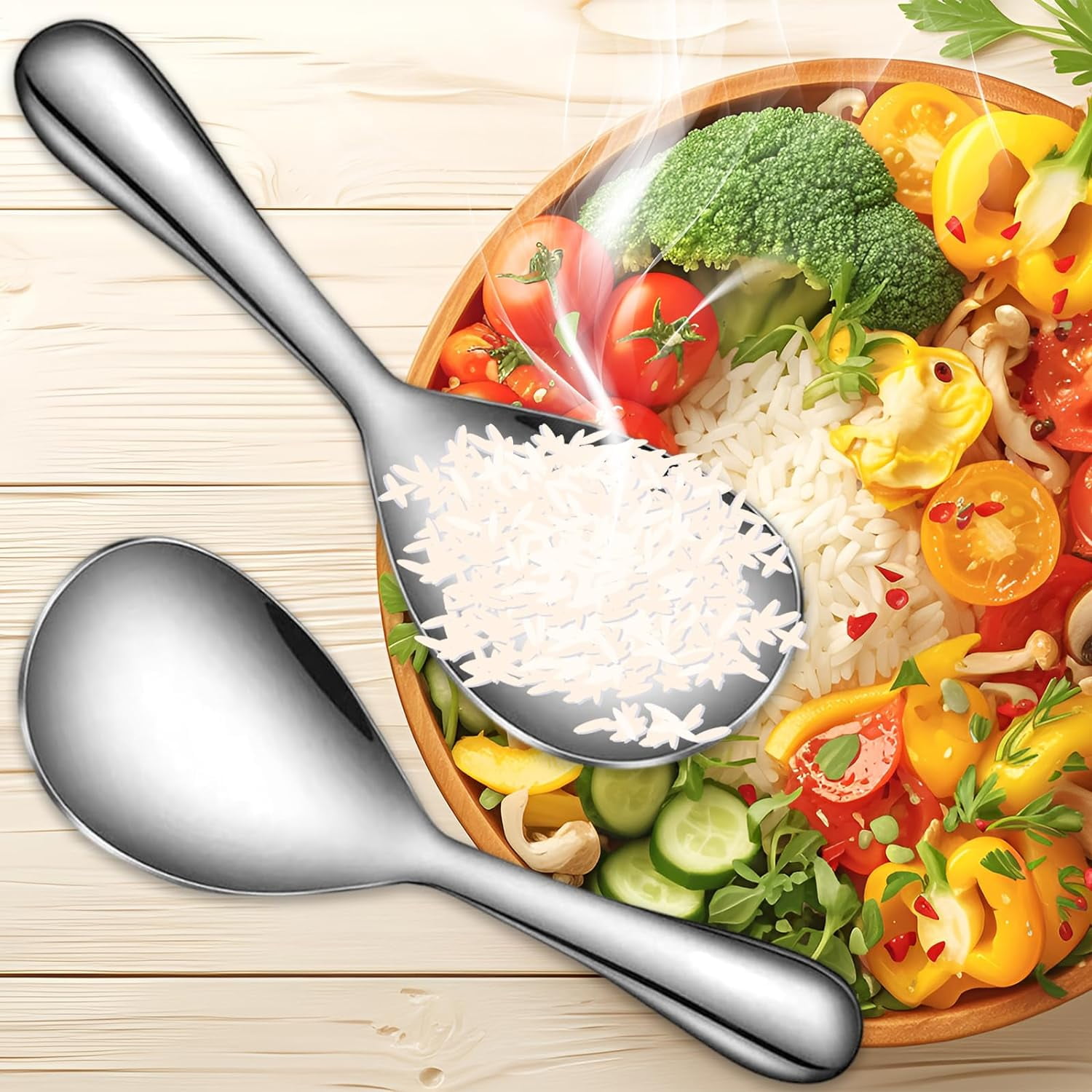 Thickened Stainless Steel Non-stick Rice Spoon, Stainless Steel Rice ...
