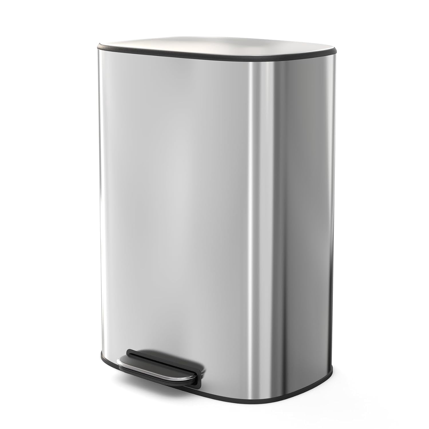 Thickened Stainless Steel Trash Can 13 Gallon with Foot Pedal, Oval ...