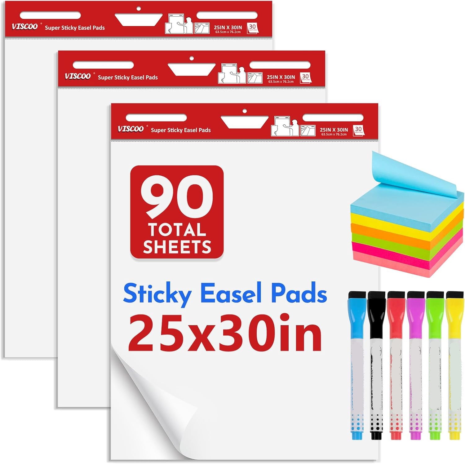 Thickened Sticky Easel Pad, 25 x 30 Inches Flip Chart Paper for ...
