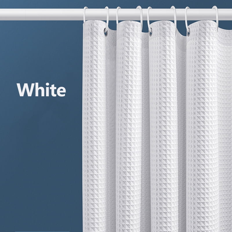 Thickened Waffle Solid Color Shower Curtain, Non-porous Double-sided ...