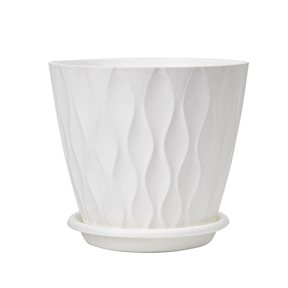 Thickened Wavy Pattern Flower Pots Set Of 5 With Holders For Home ...