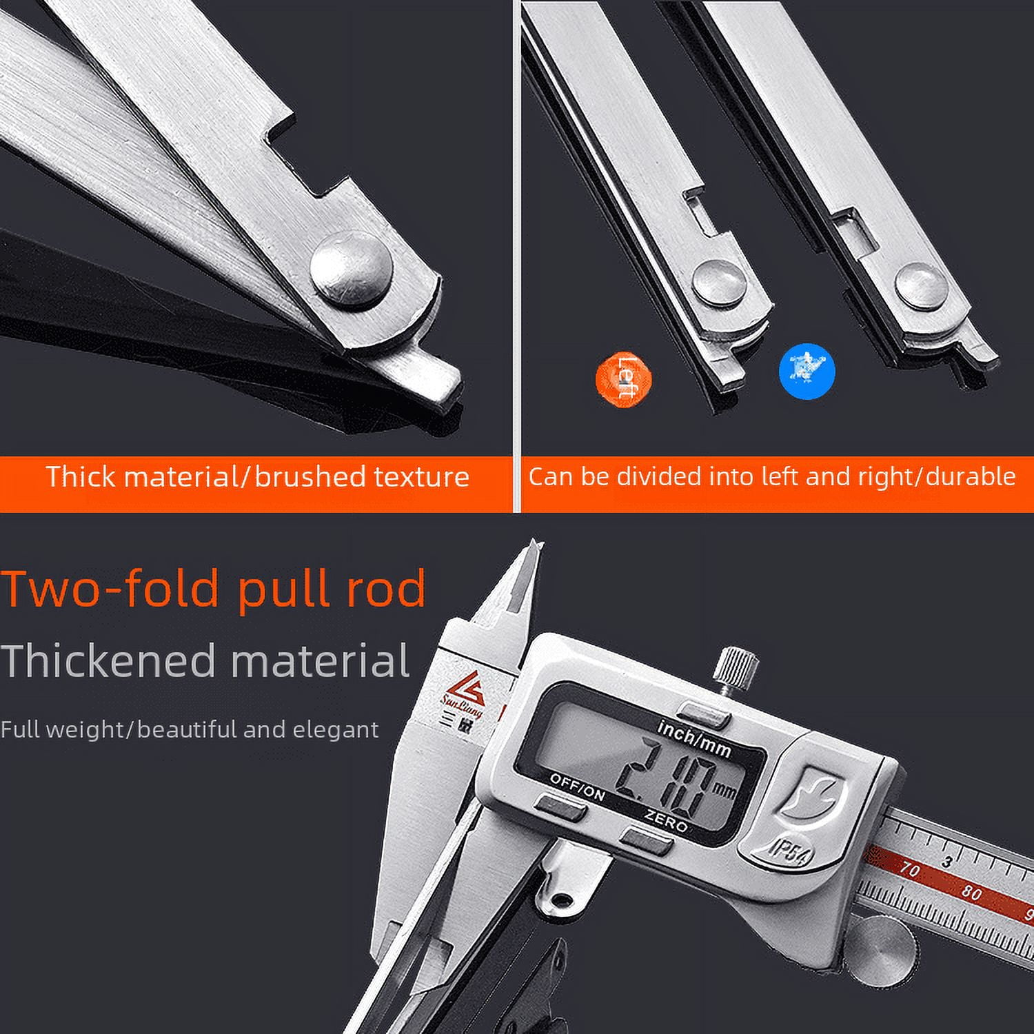 Thickened stainless steel two-fold brace folding pull rod cabinet door ...