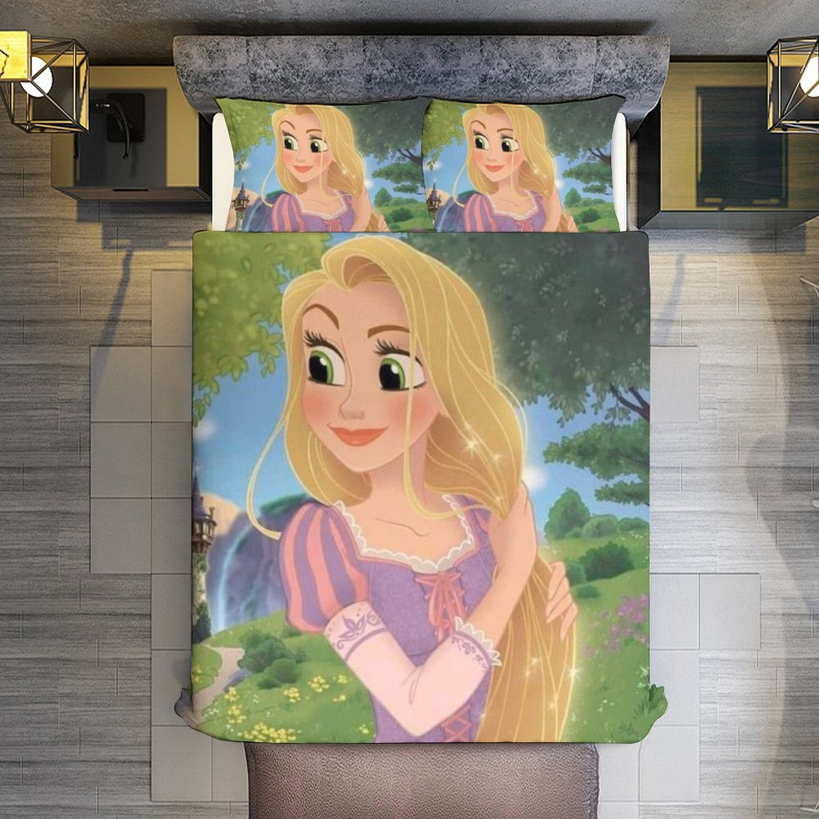 Thickened three-piece bed set, heat transfer quilt set for girls, full ...