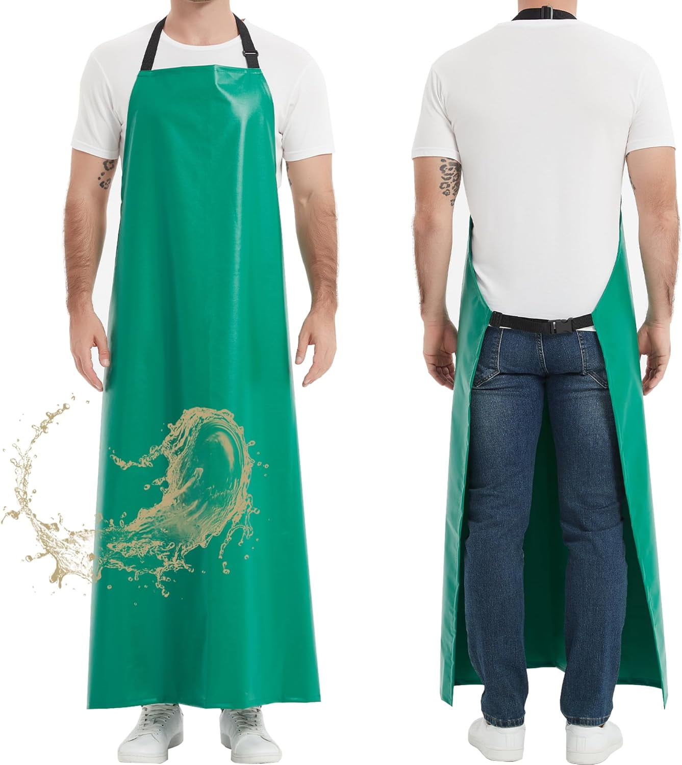 Thicker Rubber Apron, Extra Long Adjustable Apron, Heavy Duty Oil ...