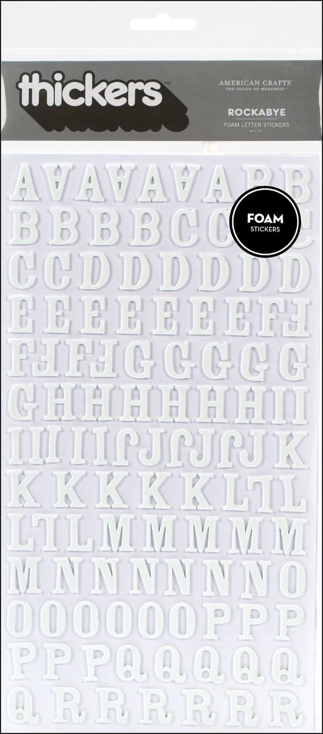 Thickers Foam Stickers 2/Pkg-Rockabye - White - Walmart.com