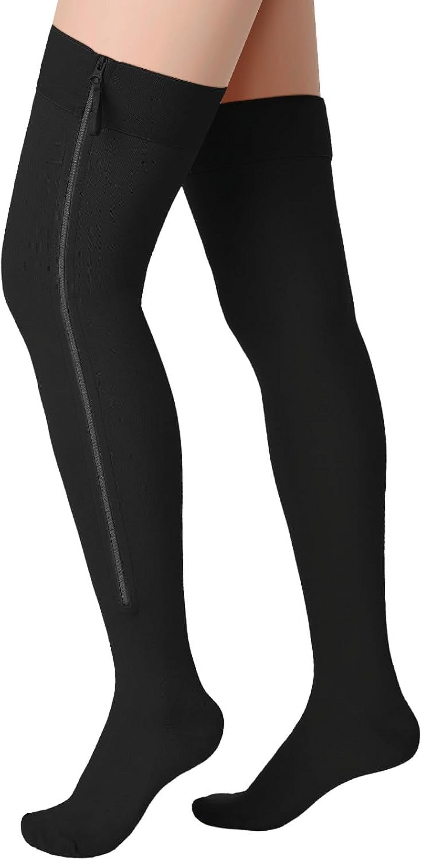 Thigh High Zipper Compression Socks 20-30 mmHg Zipper Compression ...