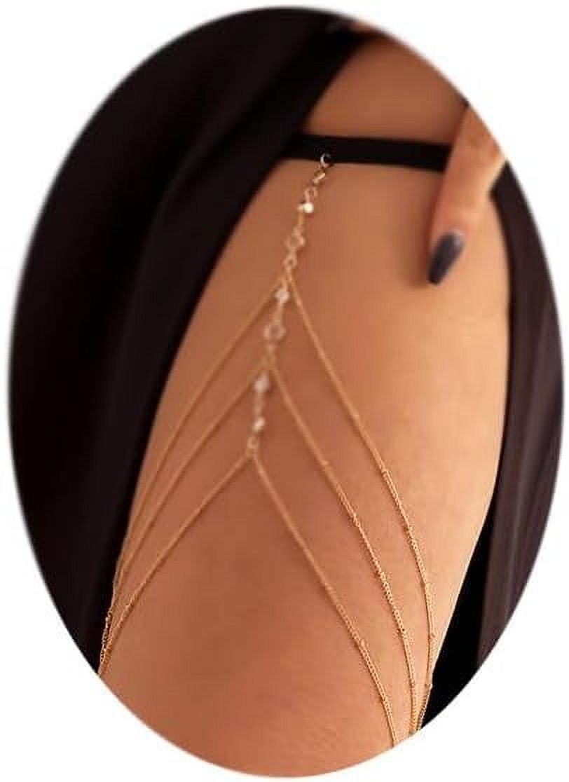 Thigh Jewelry Thigh Chain Gold Body Jewelry For Women Sexy Rhinestone ...