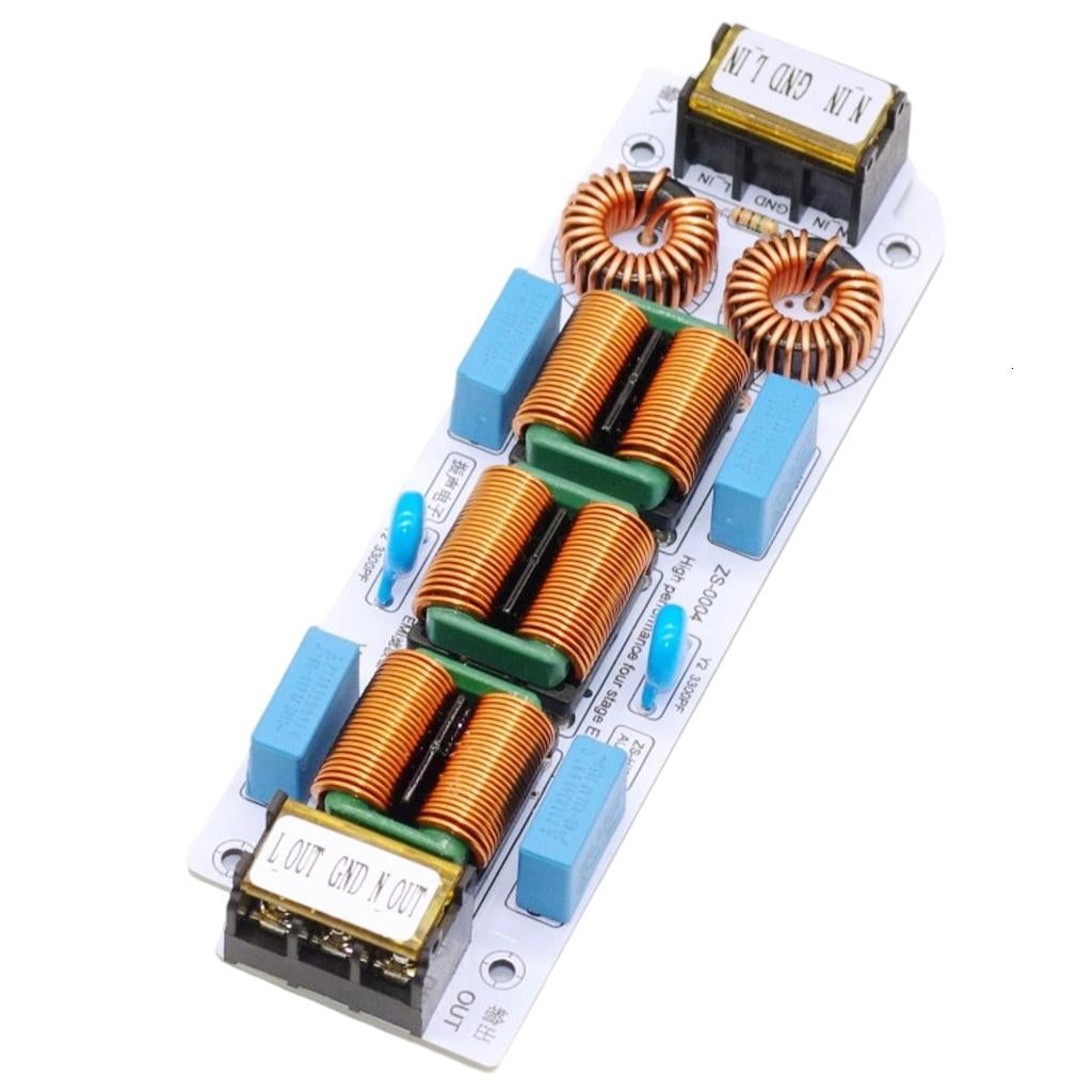 Thin 220V Electromagnetic Interference Filter 4 Stage Noise Suppressor ...