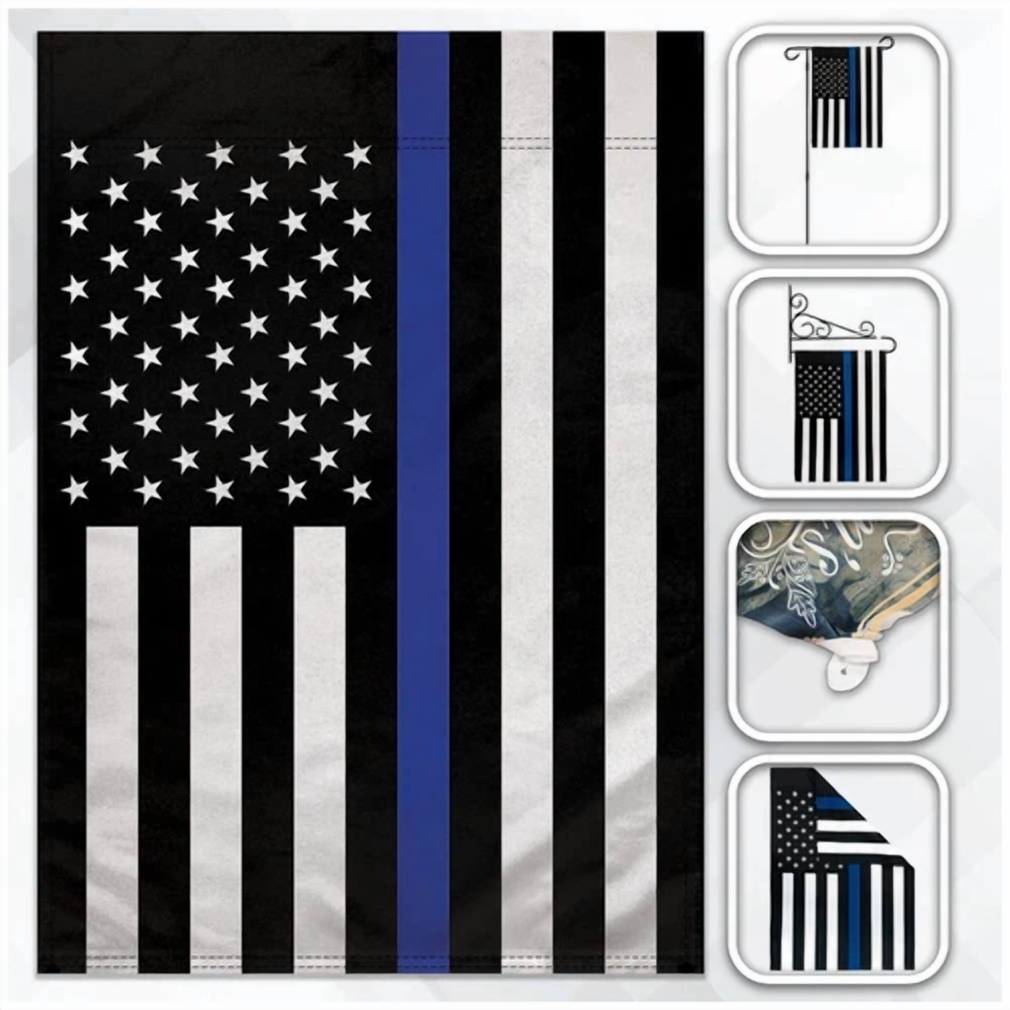 Thin Blue Line 12X18In Garden Flag Back The Police Front Yard Home ...
