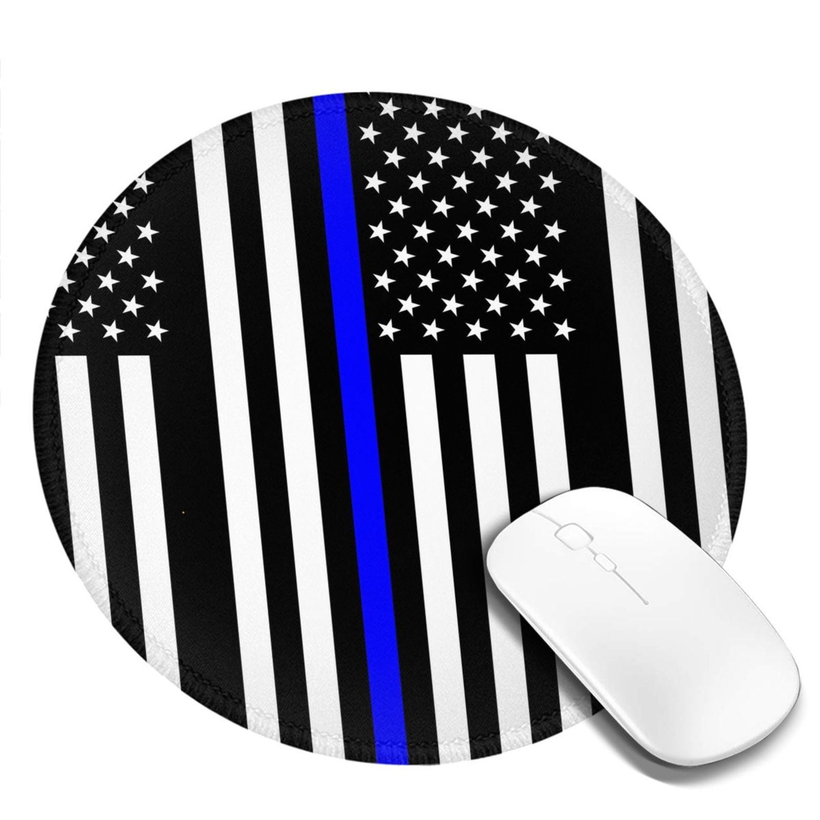Thin Blue Line America Flag Small Round MousePad for Wireless Computer ...