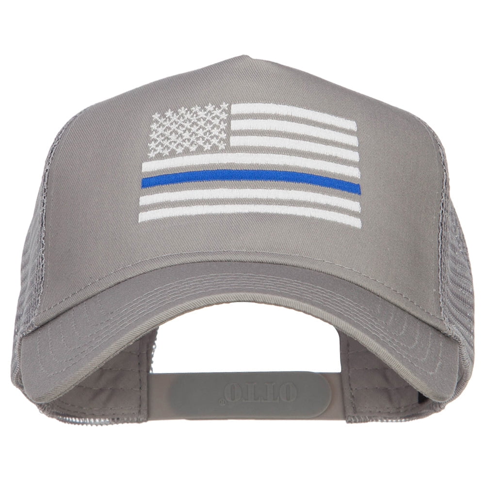 Thin Blue Line American Flag Embroidered Mesh Cap - Grey OSFM - Walmart.com