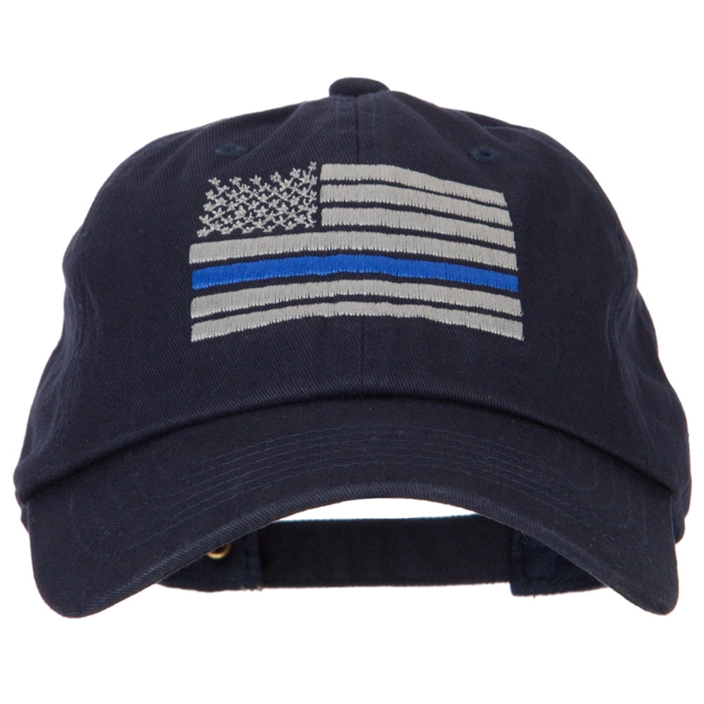 Thin Blue Line American Flag Embroidered Unstructured Cotton Washed Cap ...