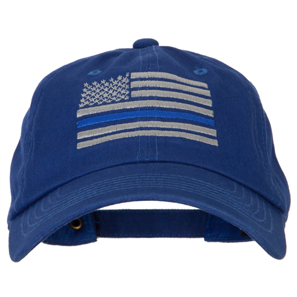 Thin Blue Line American Flag Embroidered Unstructured Cotton Washed Cap ...