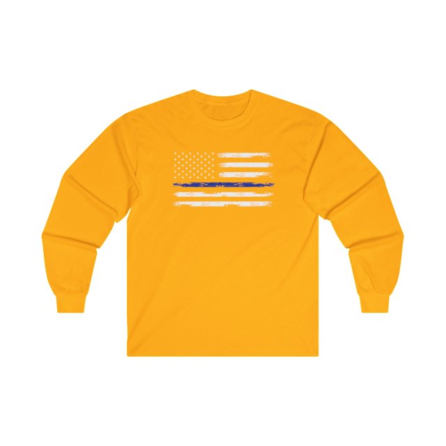 Thin Blue Line American Flag Long Sleeve Tee - Walmart.com