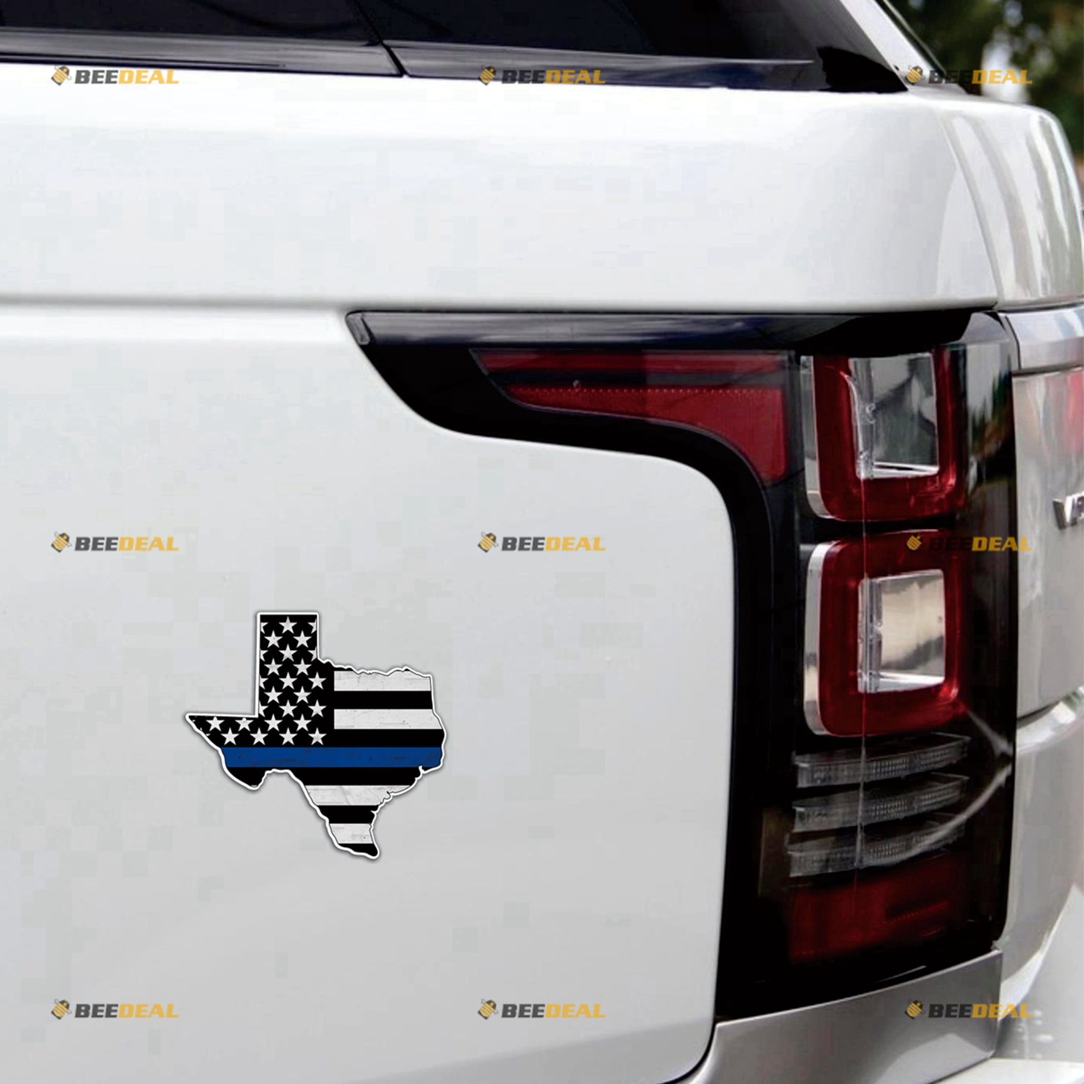 Thin Blue Line American Flag Texas Map Car Magnet Mono Grunge Subdued ...