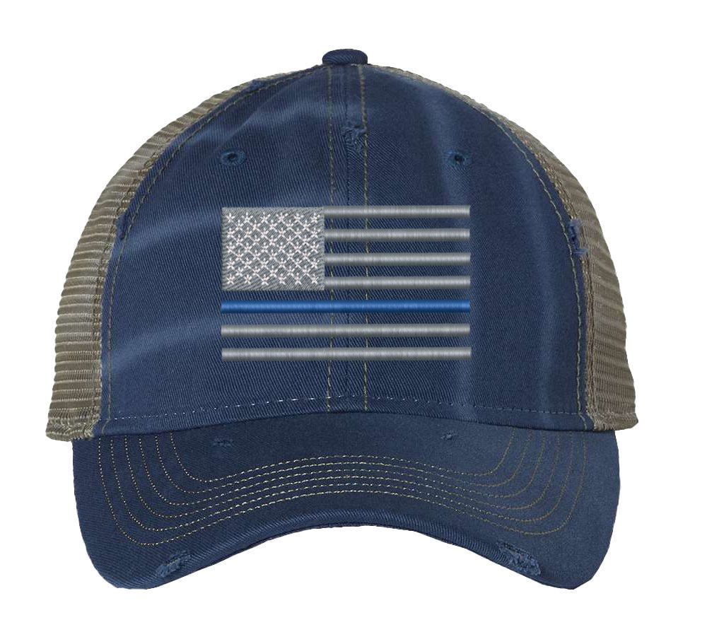 Thin Blue Line American Flag Trucker Hat, The Blue Hat, Police Support ...