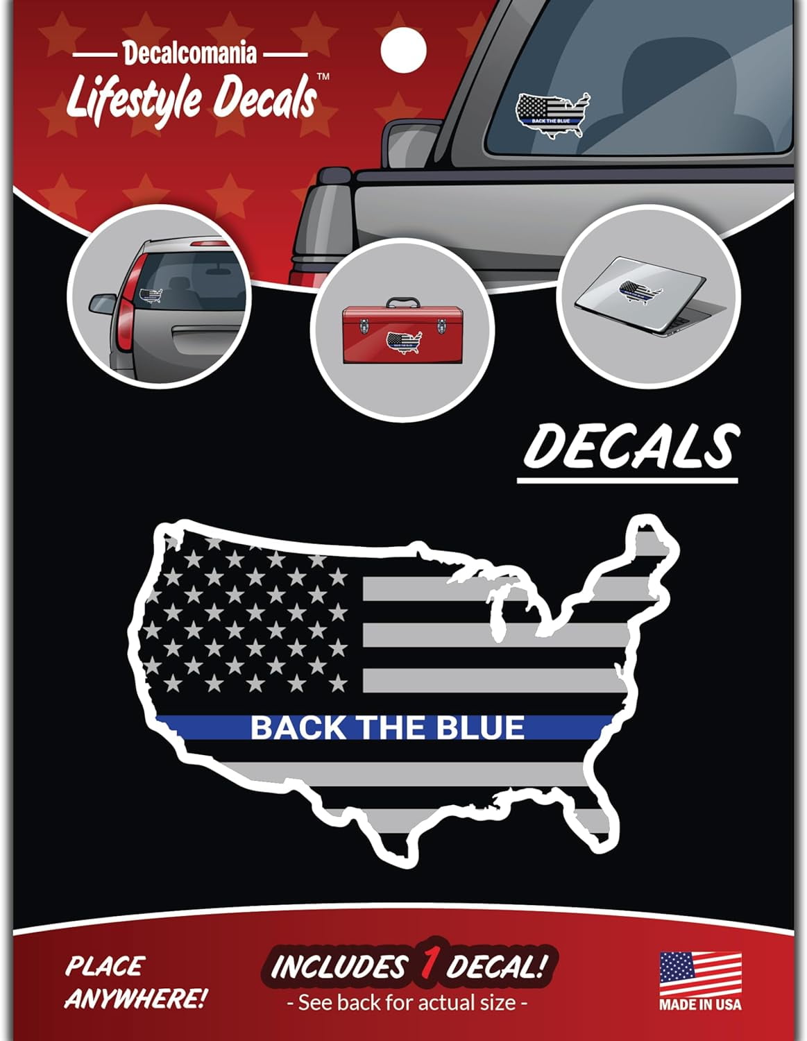 Thin Blue Line Back The Blue United States Decal - Police Car Sticker ...