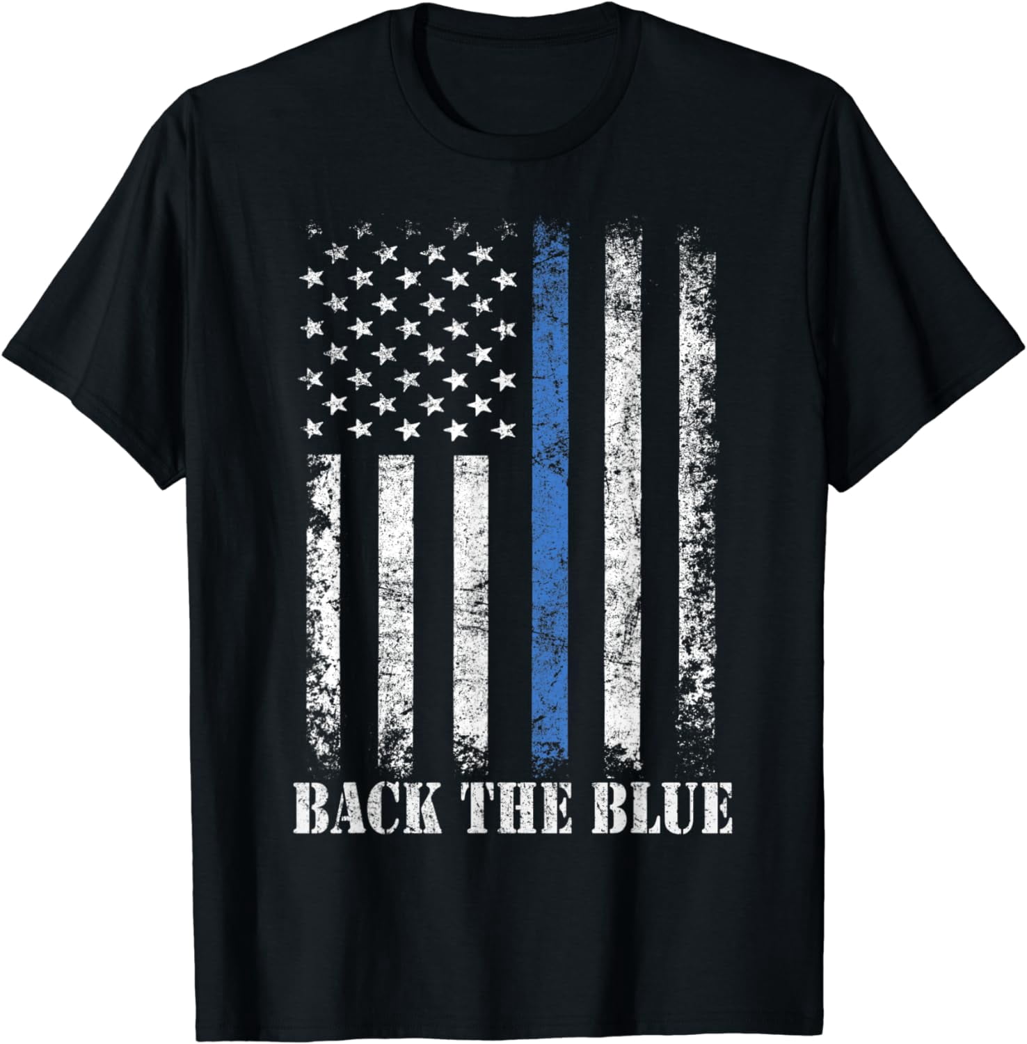 Thin Blue Line Back the Blue American Flag Police Support T-Shirt ...