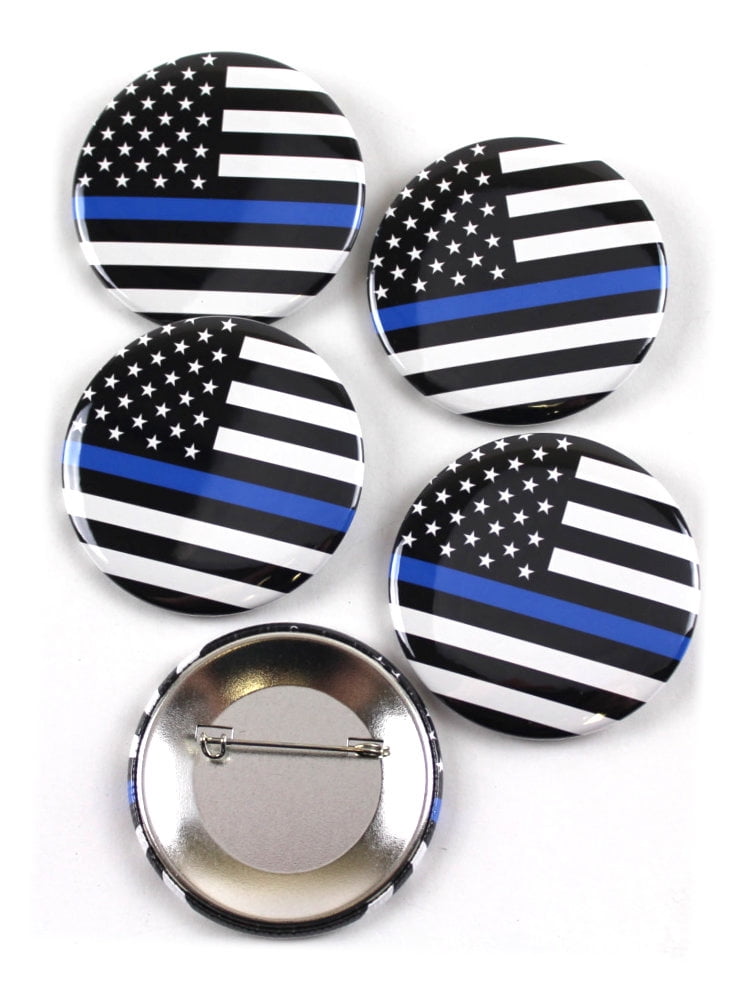 Thin Blue Line Blue Lives Matter Police Badge Political Pinback Buttons ...