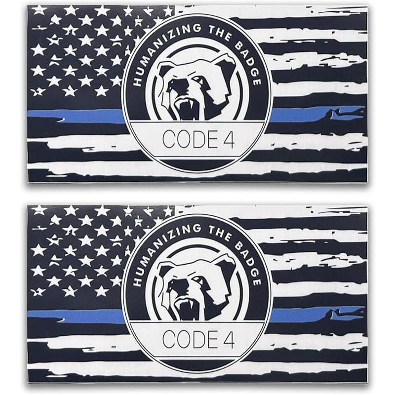Thin Blue Line Car Sticker Decal Code 4, Vinyl Reflective American Flag ...