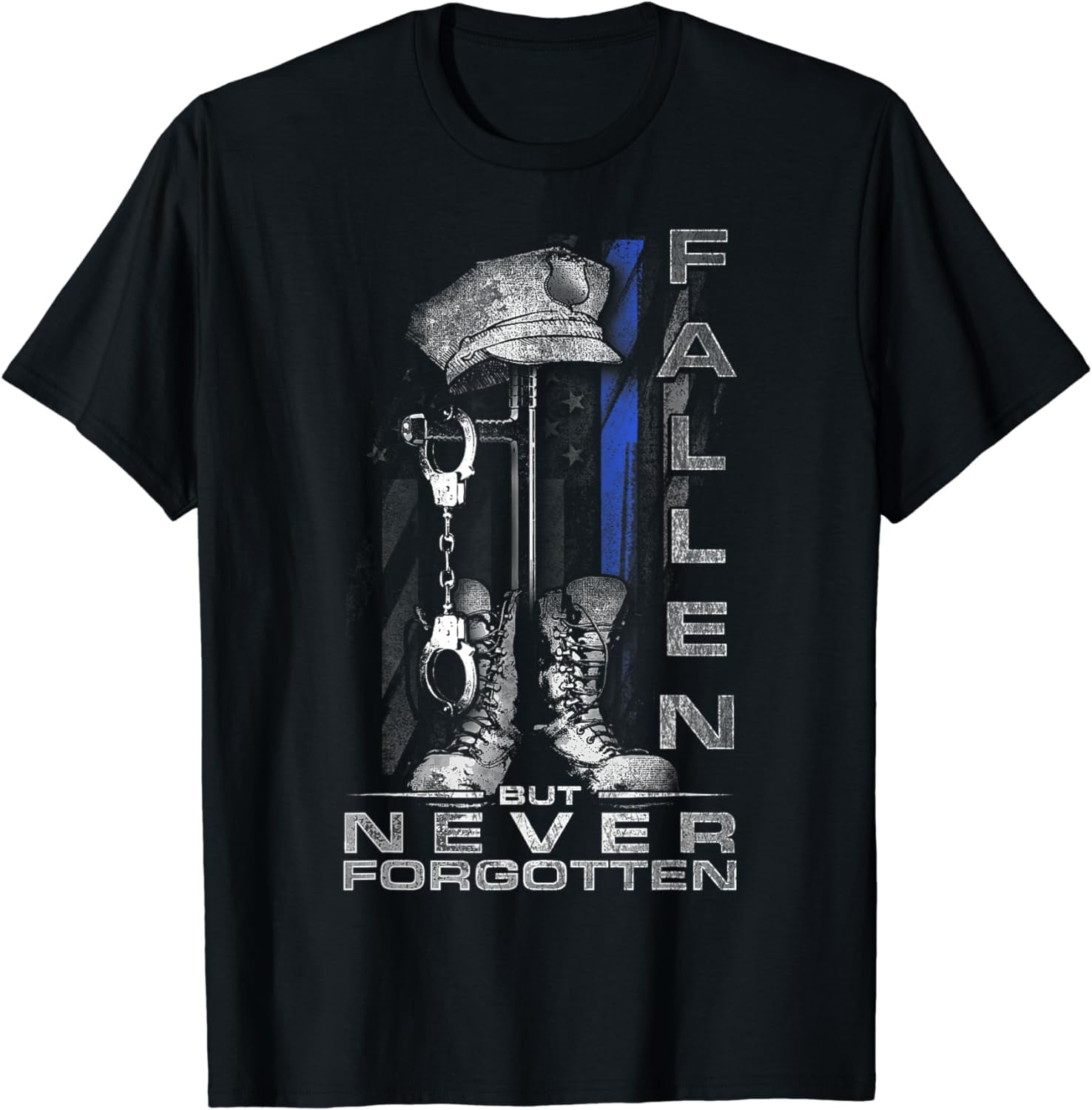 Thin Blue Line - Fallen But Never Forgotten Cotton T-Shirt - Walmart.com